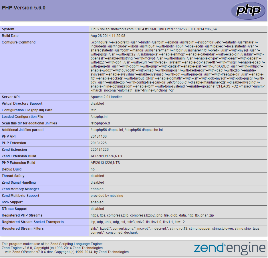 Viewing PHP Settings ApisCP Knowledge Base
